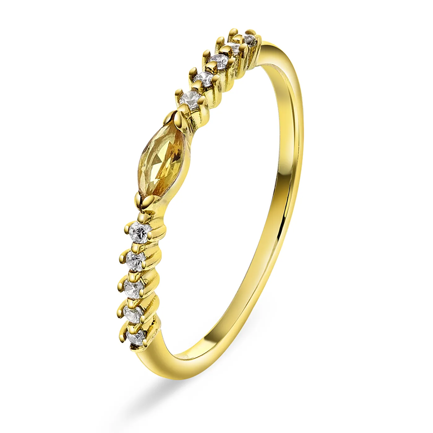 Ring i 925 forgylt sølv med gyllen zirkonia | Gullfunn