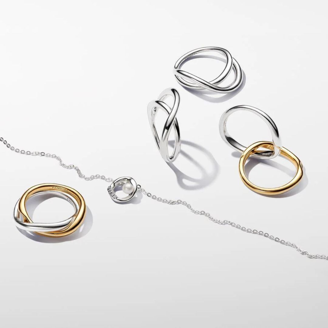 Ring i 925 flerfarget sølv med flettet bånd | Gullfunn