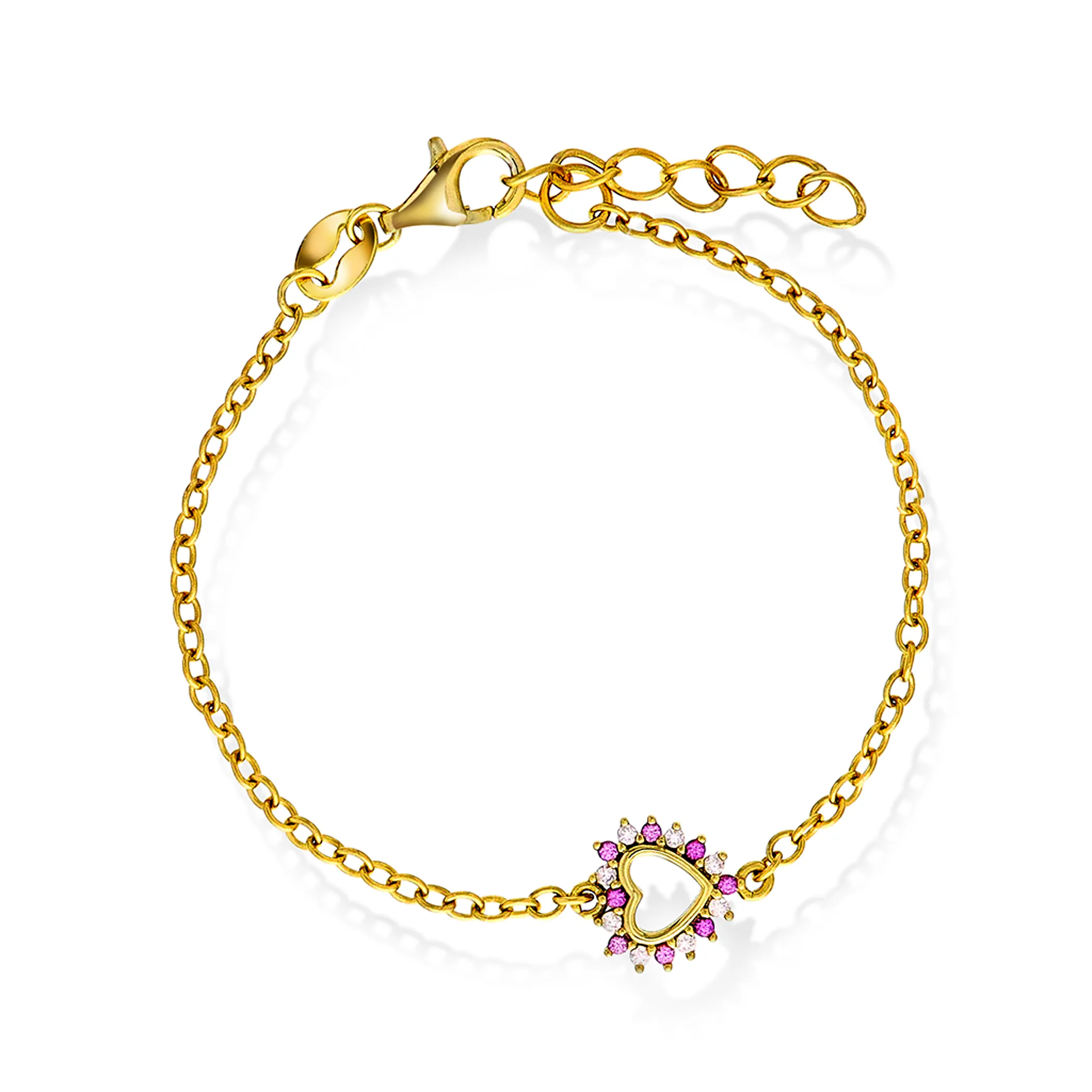 Armbånd til barn i forgylt 925 sølv med hjerte | Gullfunn