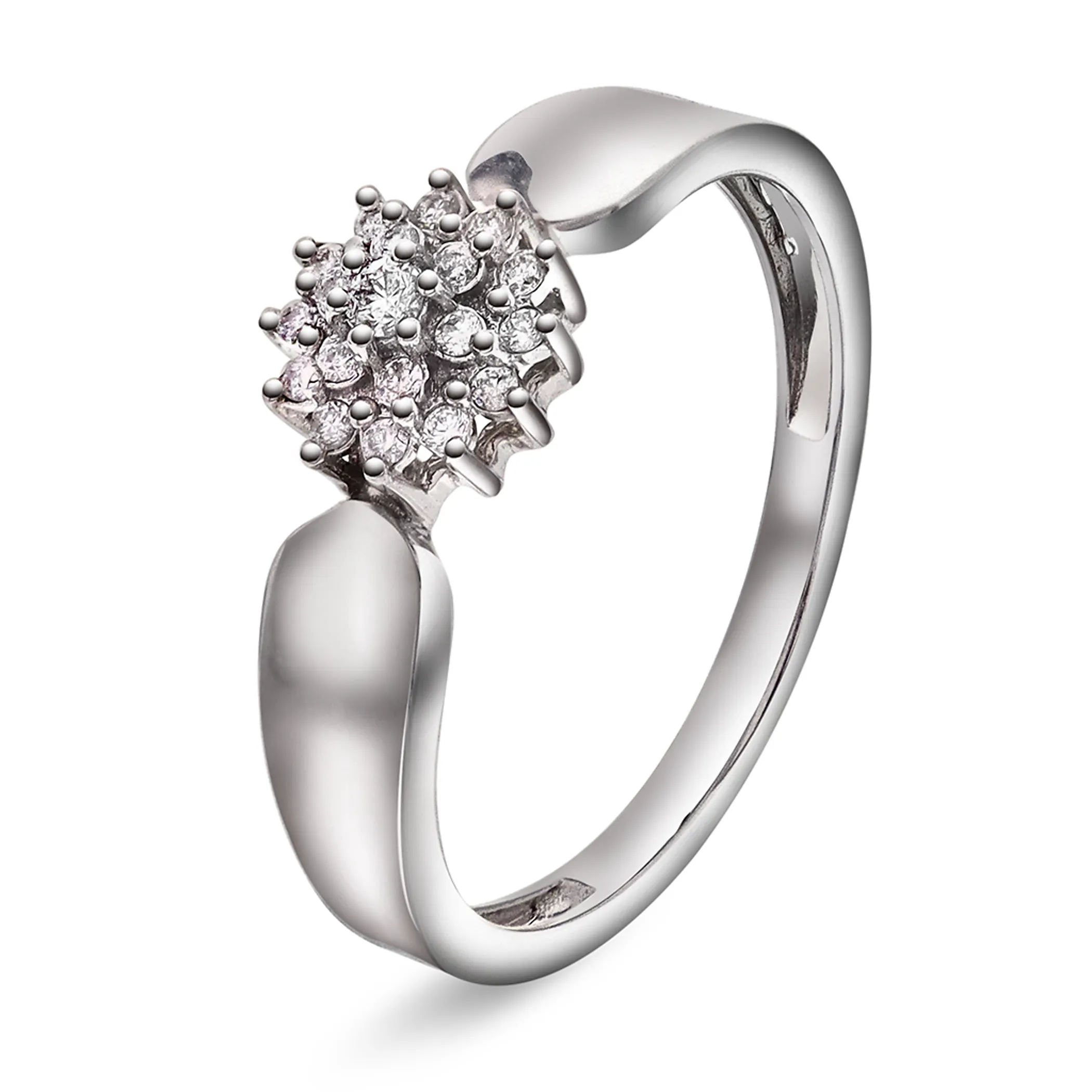 Rose diamantring i 375 hvitt gull 0,15 ct | Gullfunn