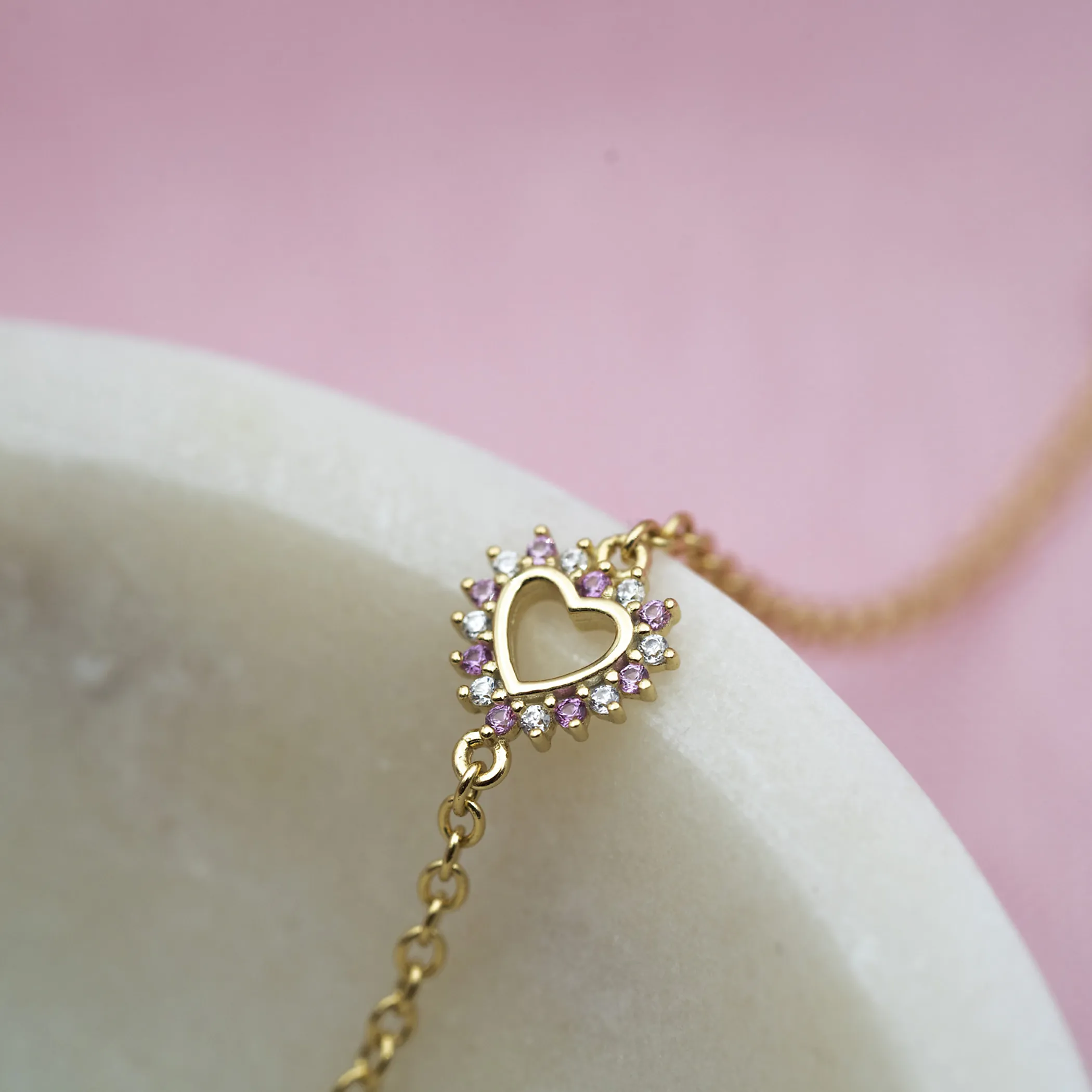Armbånd til barn i forgylt 925 sølv med hjerte | Gullfunn