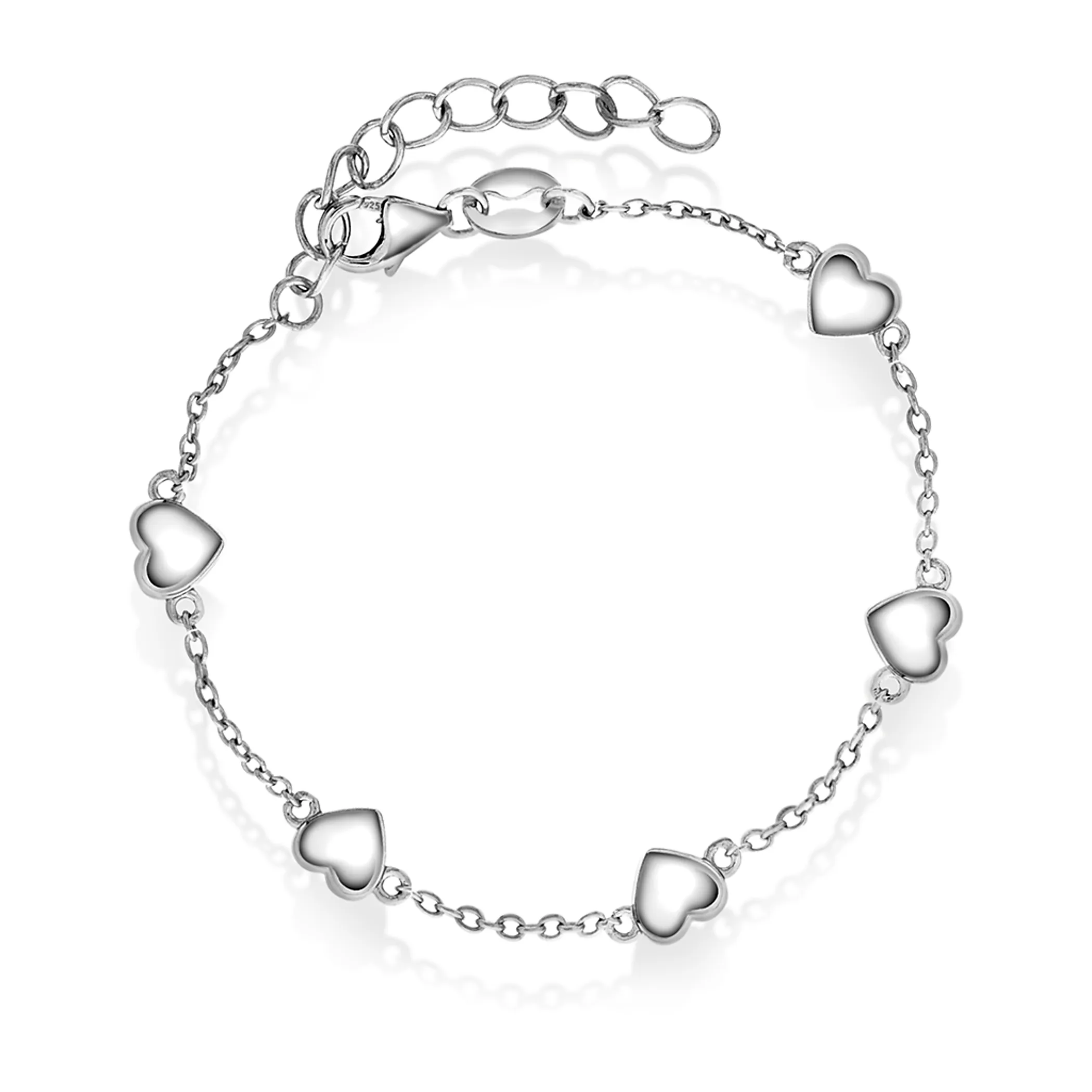 Armbånd til barn i 925 sølv med hjerter | Gullfunn