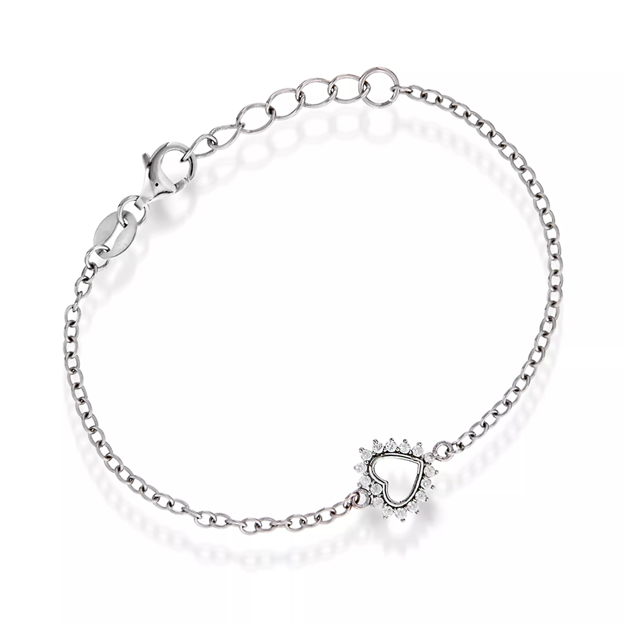 Prins & Prinsesse, Armbånd til barn i sølv med zirkonia og hjerte ...